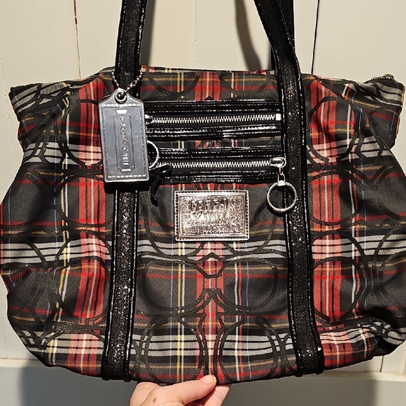 Coach | Bags | Coach Red And Black Tartan Tote Bag | Poshmark